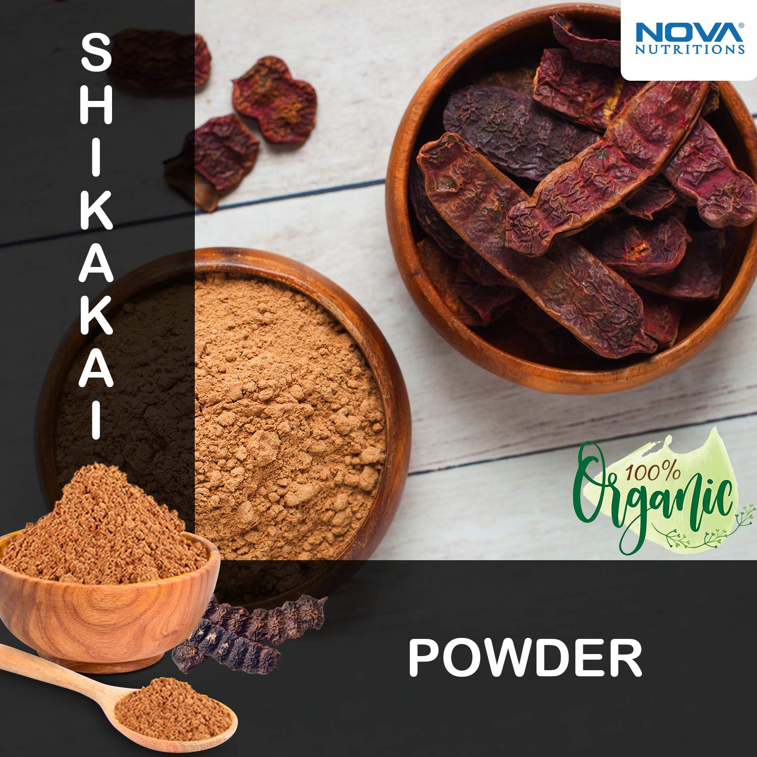Nova Nutritions Certified Organic Shikakai Powder 16 OZ (454 Gram) - Natural Hair Cleanser & Conditioner