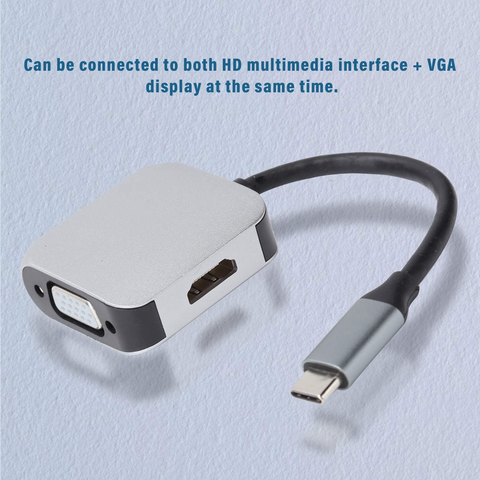 USB Type C Hub,HDMI Type C Hub Adapter,TypeC to HDMI Compatible + 1080P VGA USB Hub Docking Station Adapter,Plug and Play.