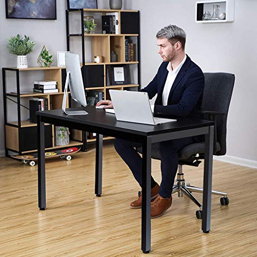 ZHOU2# Home Office Desktop Computer Desk, 55 inch Home Study Writing Table Computer Gaming Table Bedroom Laptop Table, Student Study Workstation Reading Writing Desk PC Laptop Table (Black)