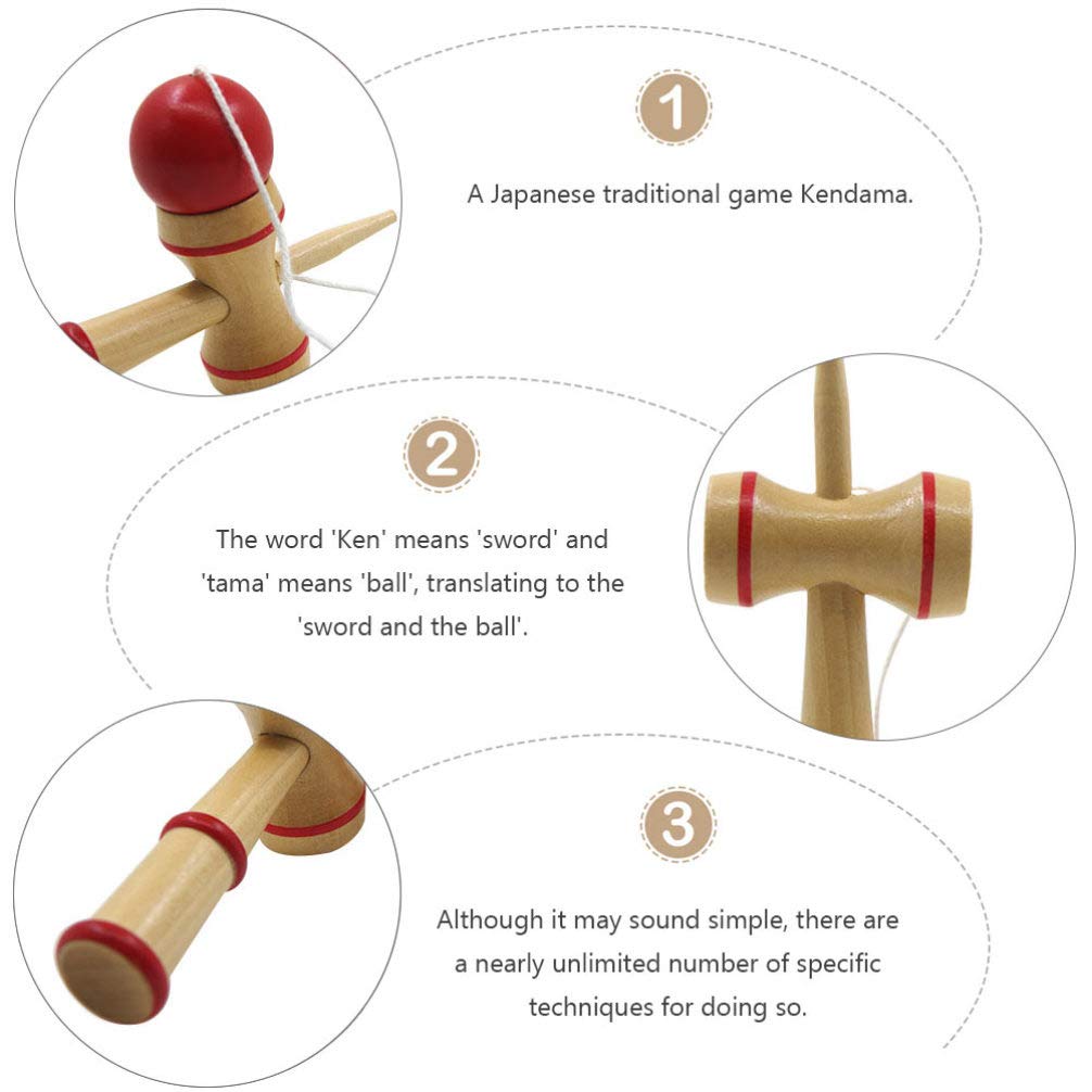 BESPORTBLE Wooden Tribute Kendama Toy Japanese Cup and Ball Catch Kadoma Game Ball in Cup Game Hand Eye Coordination Ball Catching Cup 2pcs