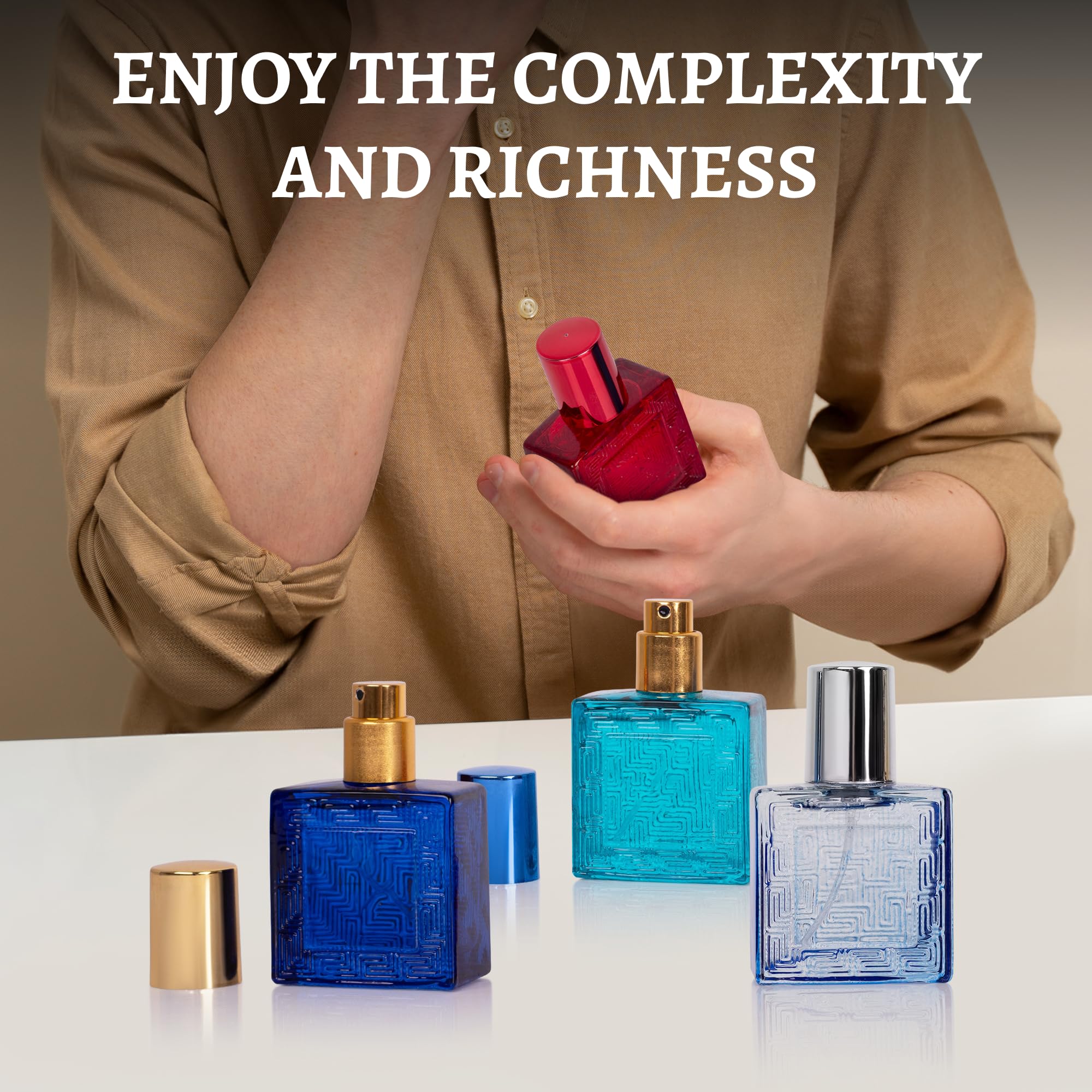 NovoGlow Verse Mini 4-Piece Fragrance Set for Men - Aromatic, Floral, Oriental & Woody Notes - Individually Boxed 25ml Eau De Parfum
