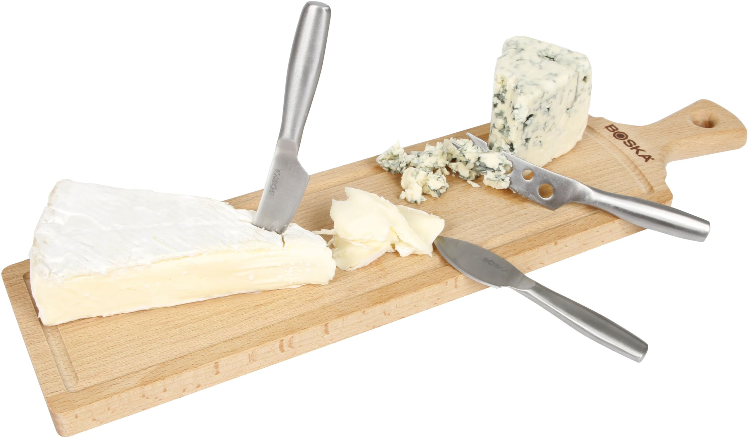 Boska Stainless Steel Cheeseboard Knife Set Amigo - For All Types of Cheese - Multi-Functional Cheese Slicer - Handheld Slicer - Silver Non-Stick - Dishwasher Safe - For Kitchen Cooking