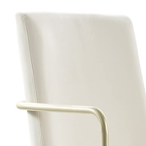 Elle Decor Giselle Modern Home Office Desk Chair, High Back Adjustable Computer Chair with Gold Arms, Base and Wheels, Velvet Fabric, Cream