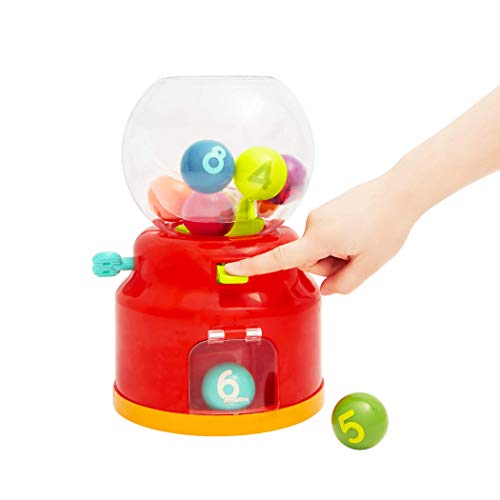 Battat β Ball Dispenser for Kids β Mini Vending Machine Toy β 10 Colorful Number Balls - Numbers & Colors Gumball Machine - Toddlers - 12 Months + , Red