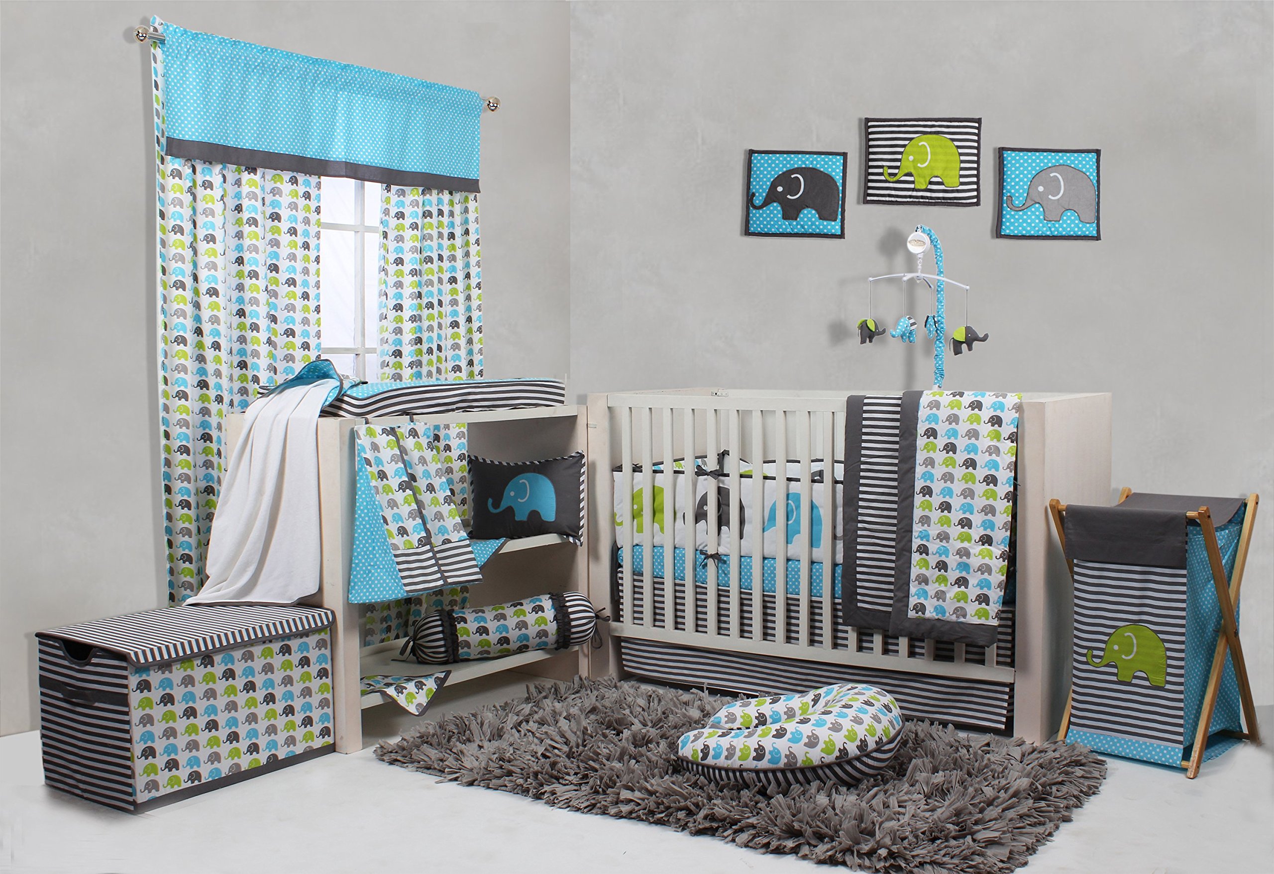 Bacati - Elephants Aqua/Lime/Grey Changing Pad Cover (Aqua/Lime/Grey)