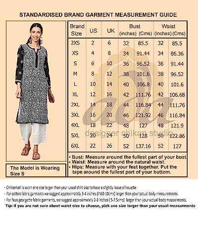 Ada Indian Hand Embroidered Chikankari White Cotton Kurti Kurta Tunic for Women A100376 (Small)
