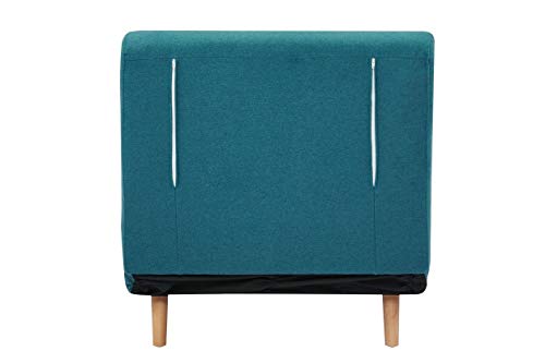 GIA Tri-Fold Convertible Polyester Sofa Bed Chair with Removable Pillow and Legs, Peacock Blue 1 pack