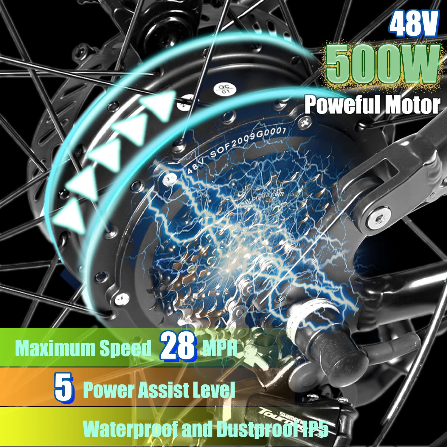 27.5'' Electric Mountain Bikes for Adults 500W E-Bike 48V 13AH Removable Battery Fat Electric Bicycle Step Thru MTB with Professional 9-Speed Gears