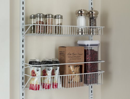 ClosetMaid Adjustable Organizer Rack with Baskets Wall or Over Door Mount, for Kitchen, Pantry, Utility Room, Closet, 18 in. W, White Finish, Inch