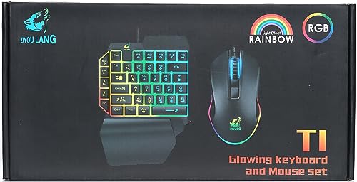 One Hand Gaming Keyboard and Mouse Combo, Wired 39 Keys Mechanical Feel Rainbow Backlit Keyboard+RGB Gaming Mouse+G6L LED Backlit Converter for Nintendo Switch/Xbox One/Xbox 360/PS4/PS3 /PC (Black)