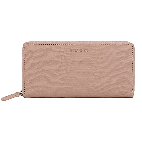 BOTANNER Genuine Leather Womens Zip Around Wallet RFID Blocking 8 Credit Card Slots 2 Bill Sections Zip Section for Coins 2 Slip pockets | Gift for Her (Pink)