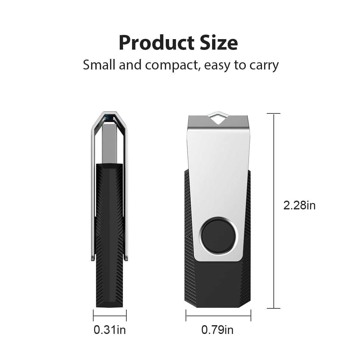Aiibe 64GB Flash Drive 2 Pack 64GB USB Flash Drive Thumb Drive Zip Drive USB 2.0 Memory Stick USB Drive with Keychain (64G, 2 Colors: Black Green)
