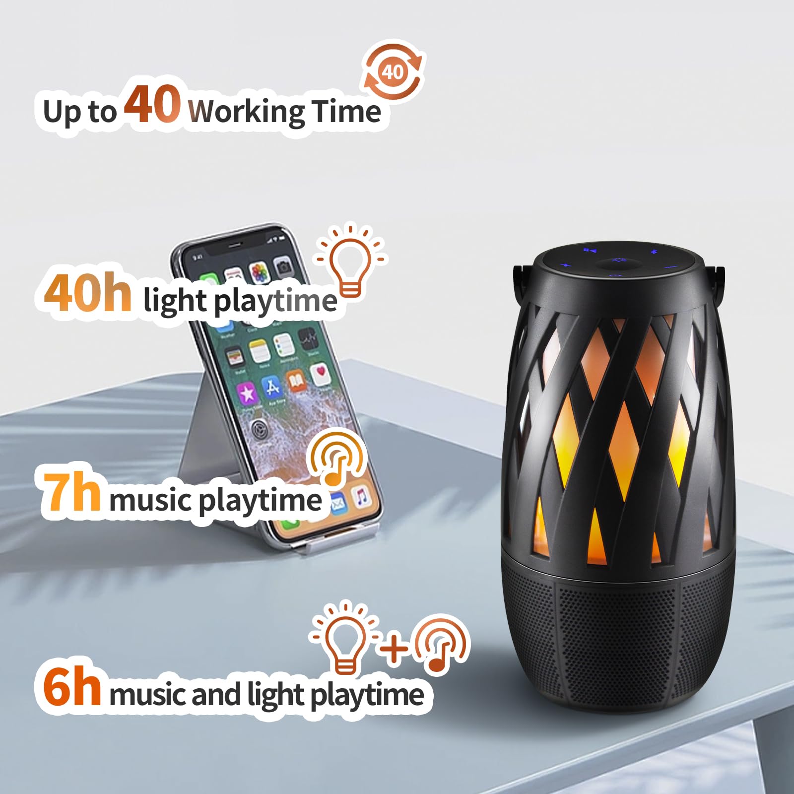 2-Pack Outdoor Bluetooth Speakers, Gifts for Women, Men, Fathers - Portable LED Flame Speaker, IPX5 Waterproof Patio Wireless Speakers with Torch Atmosphere for Yard Party, Camping, Garden