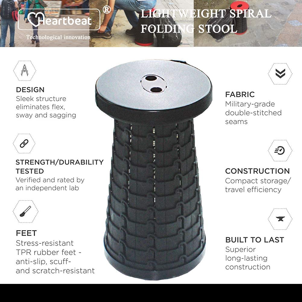 2021 Upgraded Folding Stool Lightweight Yet More Sturdy with Load Capacity , Retractable Collapsible Telescopic Camping Seat for Adults, Lightweight Sturdy Adjustable Stools for Travel,Garden,Fishing