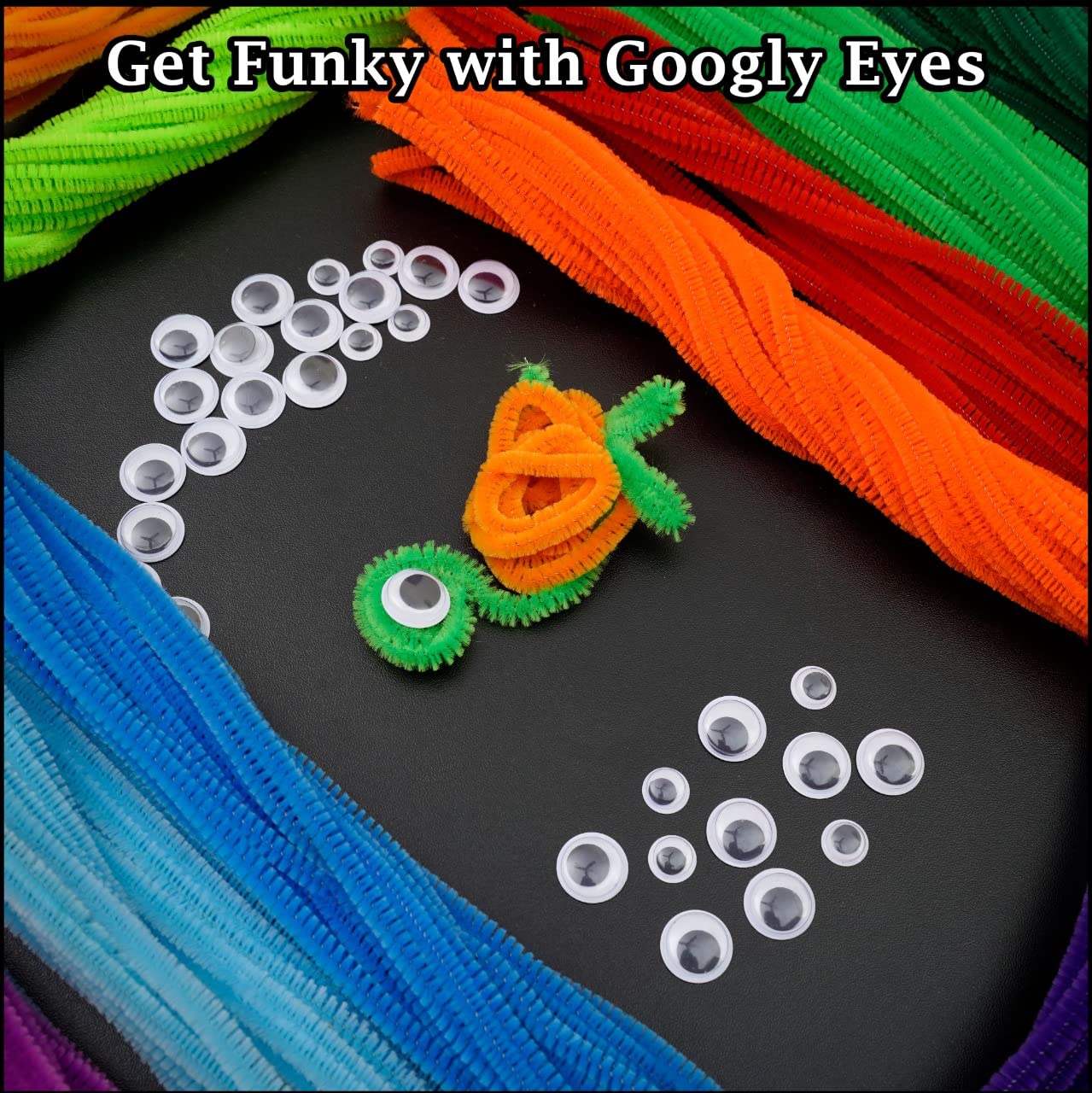 360pcs Multi Colour Pipe Cleaners+100pcs Googly Eyes - Pipe Cleaner for Craft Supplies & DIY Art Creative Craft Projects & Decorations