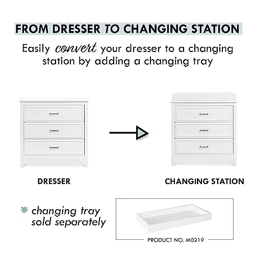DaVinci Charlie 3-Drawer Dresser in White , 35x20x34 Inch (Pack of 1)