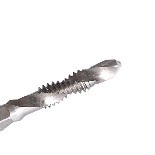 6Pcs Hex Shank HSS 4341 Combination Drill and Tap Bit Set Drill Bit & Screw Tap Deburr Countersink Bit 6-32NC 8-32 NC 10-32 NC 10-24 NC 12-24 NC 1/4-20 NC, Set of 6 (Silver HSS 4341)