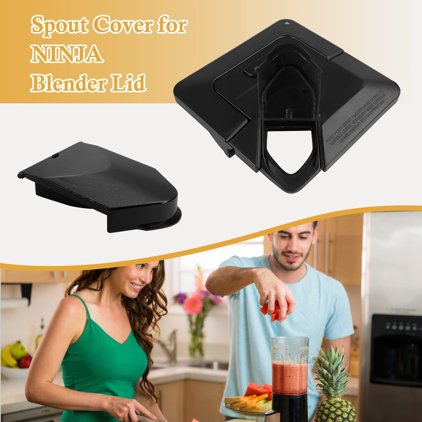 2Pcs Spout Cover for Ninja Blender Lid, Replacement parts for Ninja Blender 72 oz Pitcher, Accessories for Ninja Blender, Replacement Lid Flap Spout Cover, Black, NJ600 BL610 BL740 BL700 More