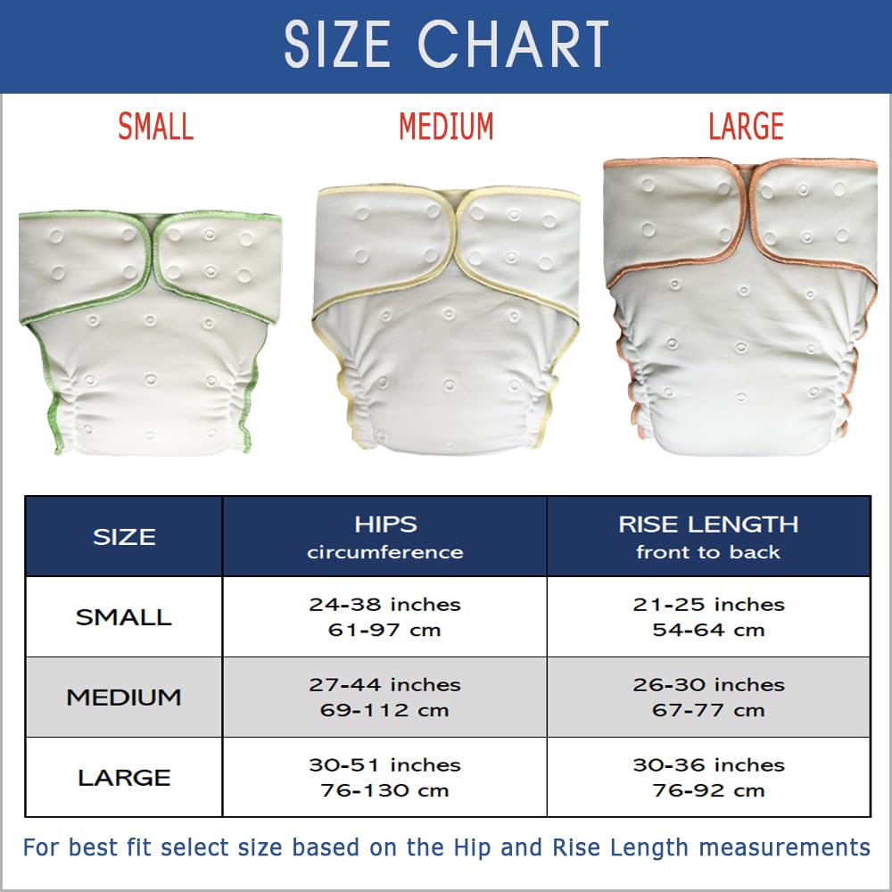 Snap-in Adult Insert: Compatible with Fitted Incontinence Cloth Diapers for Women and Men (1 Snap-in Insert, Large)