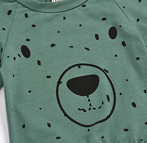 BOUTIKOME Toddler Baby Boys Outfits Infant Long Sleeve Shirts Pants Sets 0-4 Years Kids Fall Winter Sweathirt Pants Clothes (Green,12-18 M(Size:90))