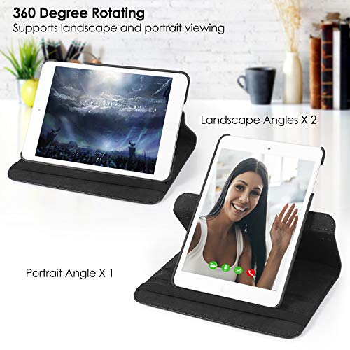LayYun iPad Mini 1/2/3 Case - 360 Degree Rotating Stand Smart Cover Case with Auto Sleep/Wake Feature for Apple iPad Mini 1 / iPad Mini 2 / iPad Mini 3 … (Black 04)