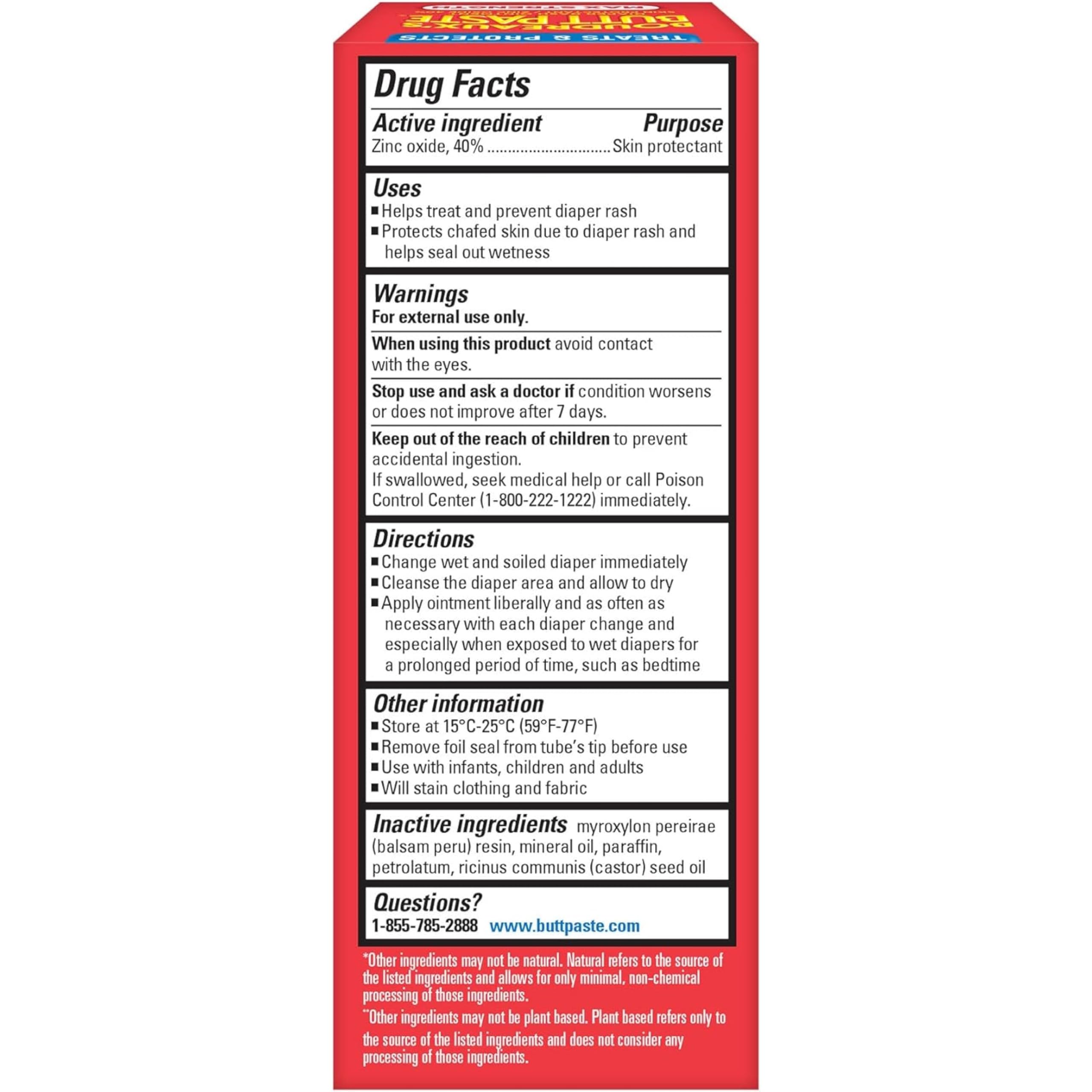 Boudreaux's Maximum Strength Butt Paste, Relieves and Prevents Diaper Rash, 2oz Tube (Pack of 1)