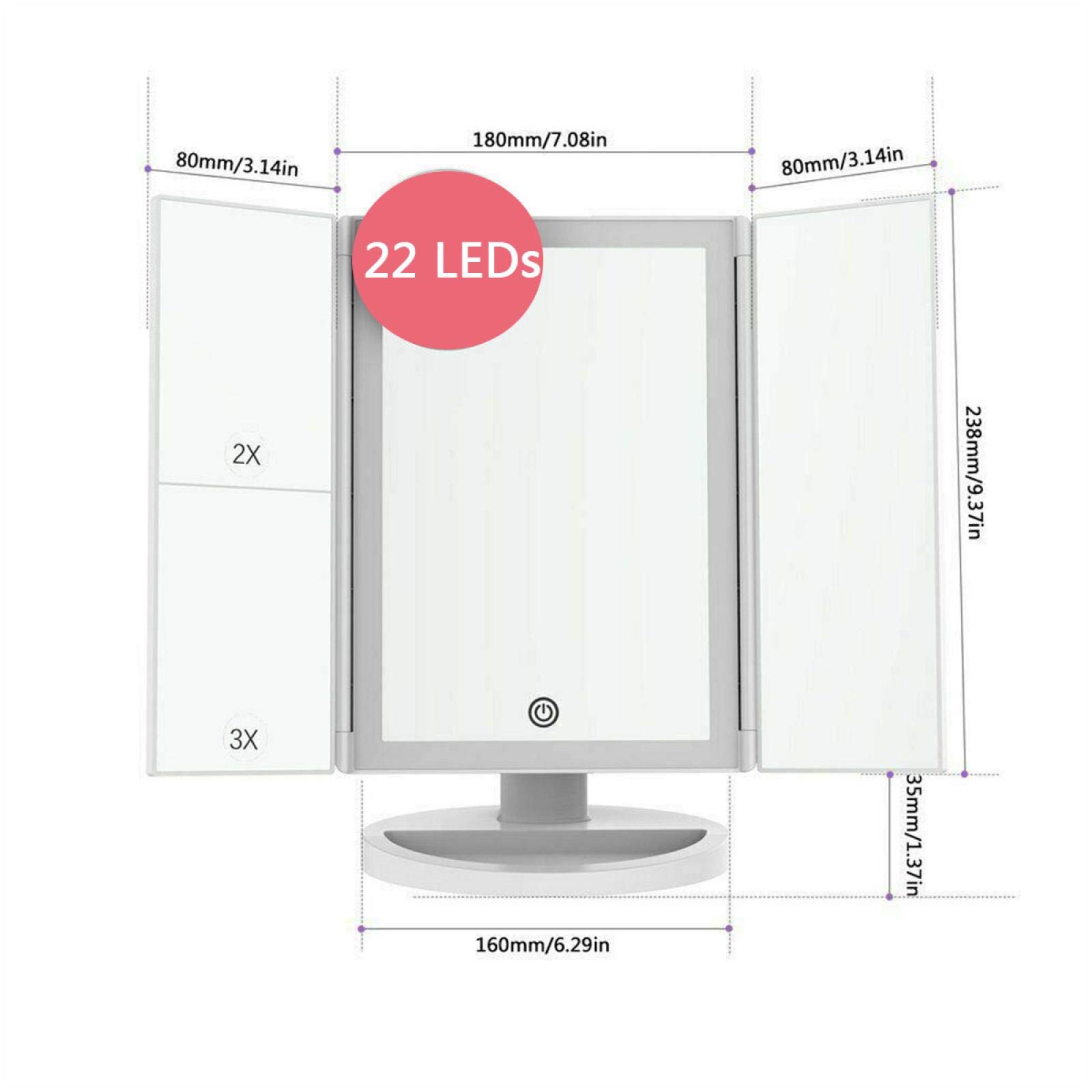 FQYYDD Illuminated Makeup Mirror Usb Portable Led Light Makeup Mirror Folding Mirror