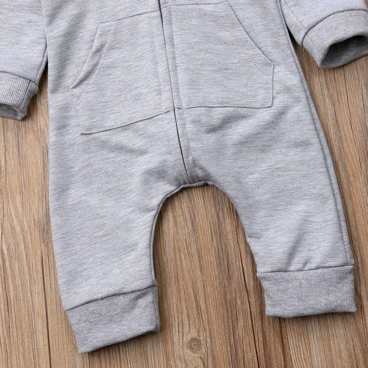 Bowanadacles Newborn Infant Baby boy Girl Cartoon Shark Long Sleeve Hooded Jumpsuit Bodysuit Romper Zipper Outfit