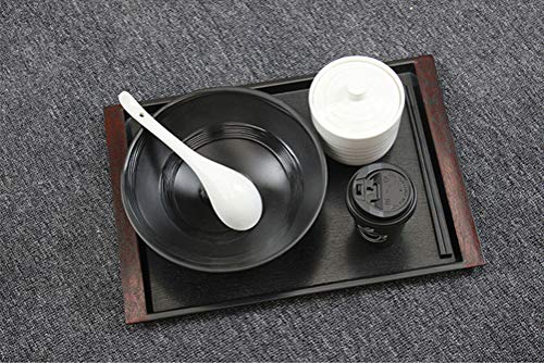 DayCount Melamine Serving Tray Large Rectangle - 14.8'' x 9.5'' Wood Grain Black Plastic Plate or Platter for Parties, Dinner, Thanksgiving, BBQ & Baking