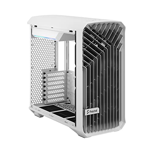 Fractal Design Torrent Compact White - Clear Tint Tempered Glass Side Panel - Open Grille for Maximum air Intake - Two 180mm PWM Fans Included - Type C - ATX Airflow Mid Tower PC Gaming Case