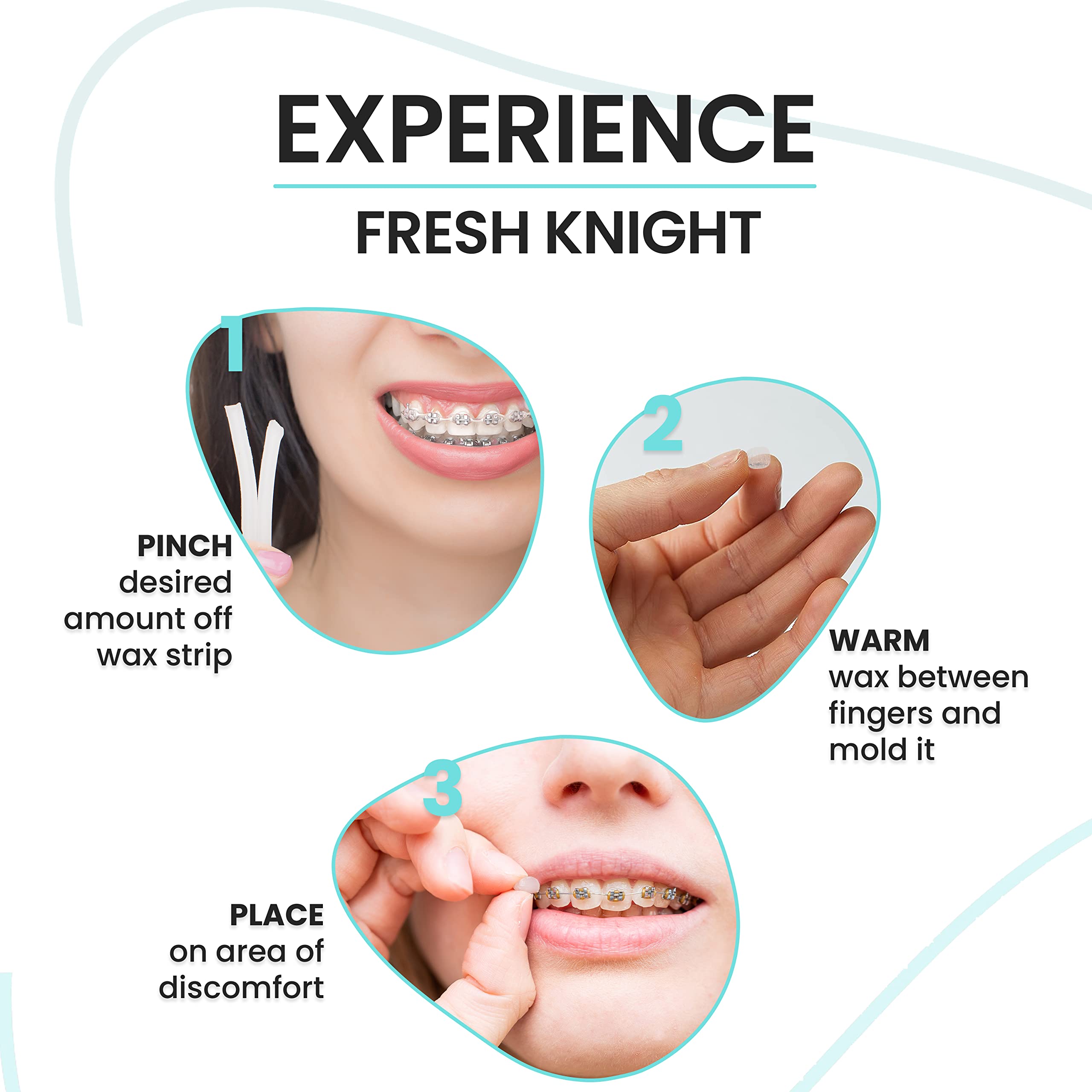 Braces Wax,10 Pack. Dental Wax for Braces & Aligners, Unscented & Flavorless - 50 Premium Orthodontic Wax-Strips. White Cases. Includes storage case. Food Grade ortho bracewax. Fresh Knight. (White)
