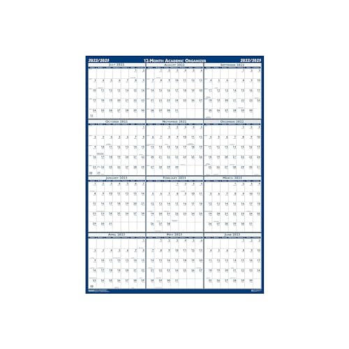 2023-2024 House of Doolittle 37-inch x 24-inch Academic Yearly Wet-Erase Wall Calendar, Reversible, Blue (395-24)