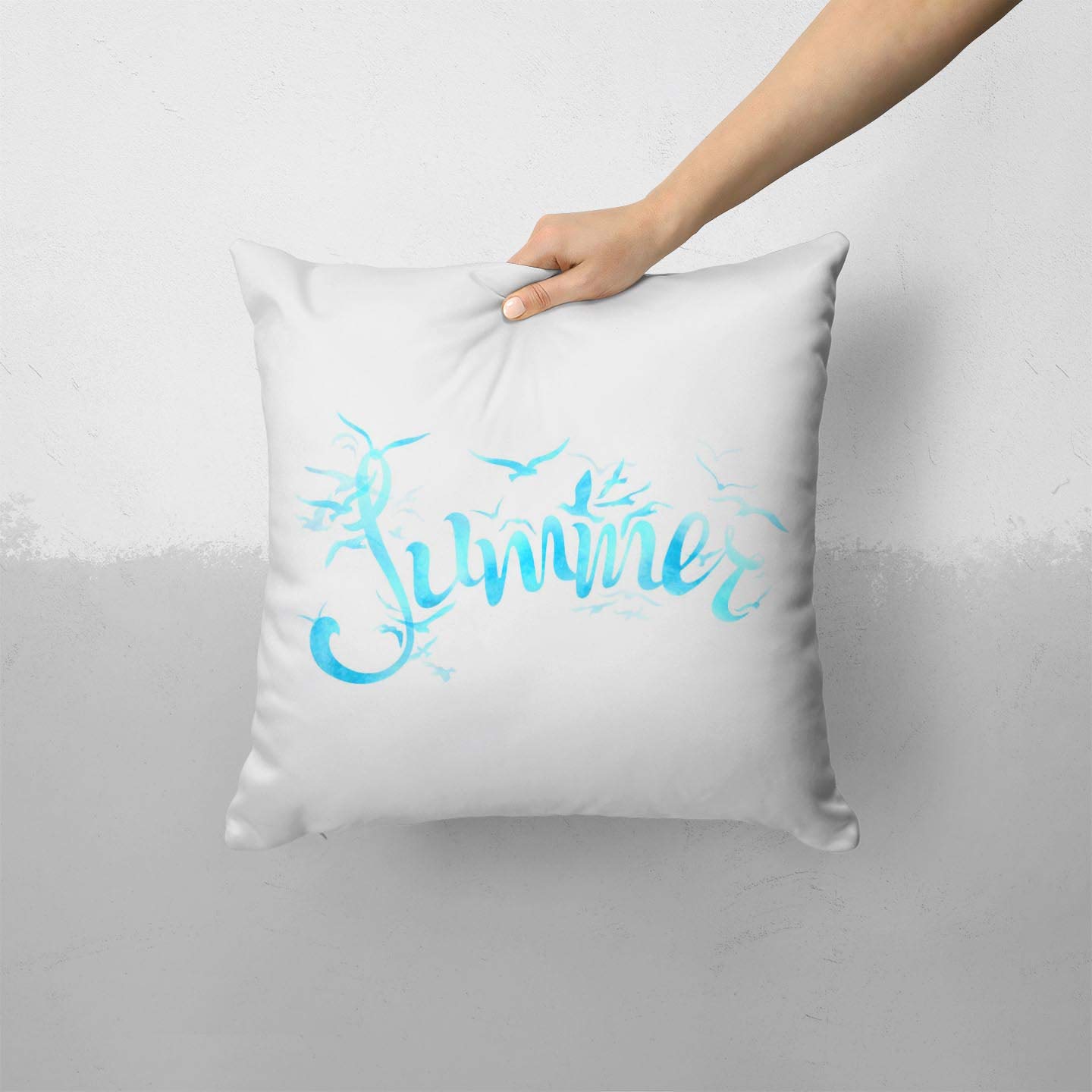 iiRov Summer Blue Watercolor Seagulls - Custom Decorative Home Decor Indoor or Outdoor Throw Pillow Cover for Sofa, Bed or Couch Cushion (Pillow CASE Cover ONLY)