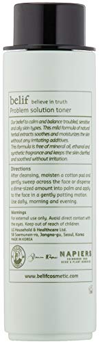 belif Problem Solution Toner | Facial Toner for Acne-Prone & Oily Skin | Antioxidants & Tea Tree Oil Soothes Blemishes & Prevents Future Breakouts | Sensitive Skin Toner for Women & Men | 6.75 Fl Oz
