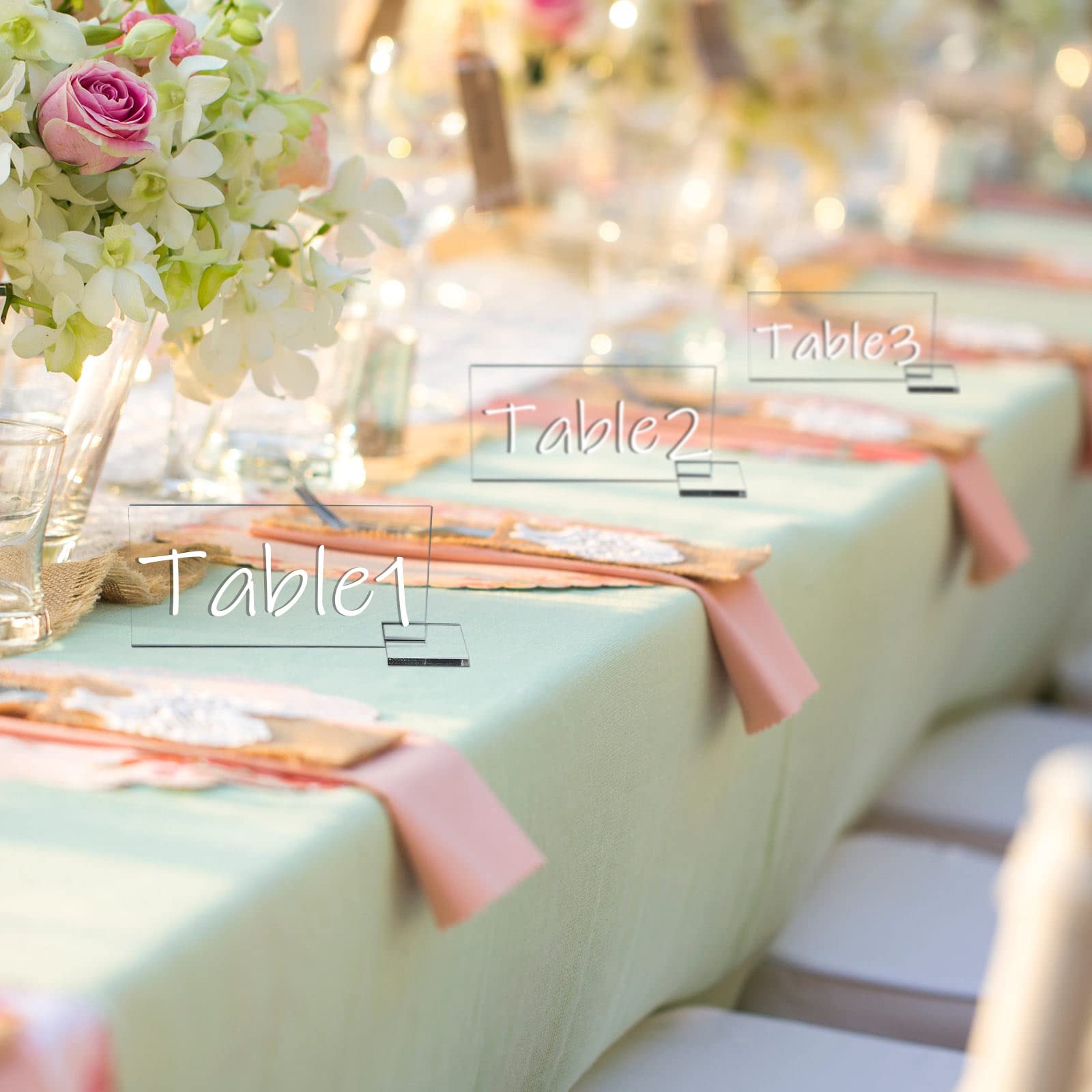 48 Clear Acrylic Place Cards Mini Clear Acrylic Table Place Card Acrylic Signs for Wedding Blank Plate Seating Chart Card for Table Numbers Sublimation Handwritten Name DIY Decor(Hexagon Style)