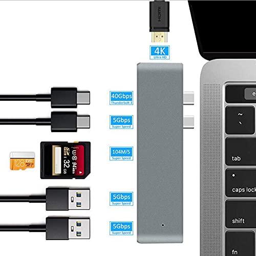 VikTck USB C Adapter for MacBook Pro 2020-2016,MacBook Air 2020-2018 with 4K@60HZ HDMI,2 USB 3.0 Ports,SD/TF Card Reader,USB-C 100W PD and Thunderbolt 3 MacBook Docking Station