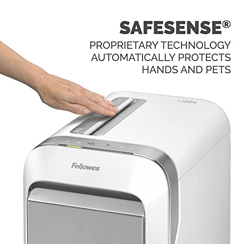 Fellowes Powershred LX22M 20-Sheet 100% Jam-Proof Micro Cut Paper Shredder for Office and Home, White 5263201