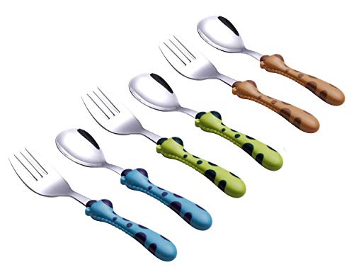 ANNOVA Children's Flatware 6 Pieces Kids Silverware - Stainless Steel Cutlery - 3 x Safe Forks, 3 x Dinner Spoons - Safe Toddler Utensils Without Knives for Lunch Box BPA Free - 2021 New Packaging
