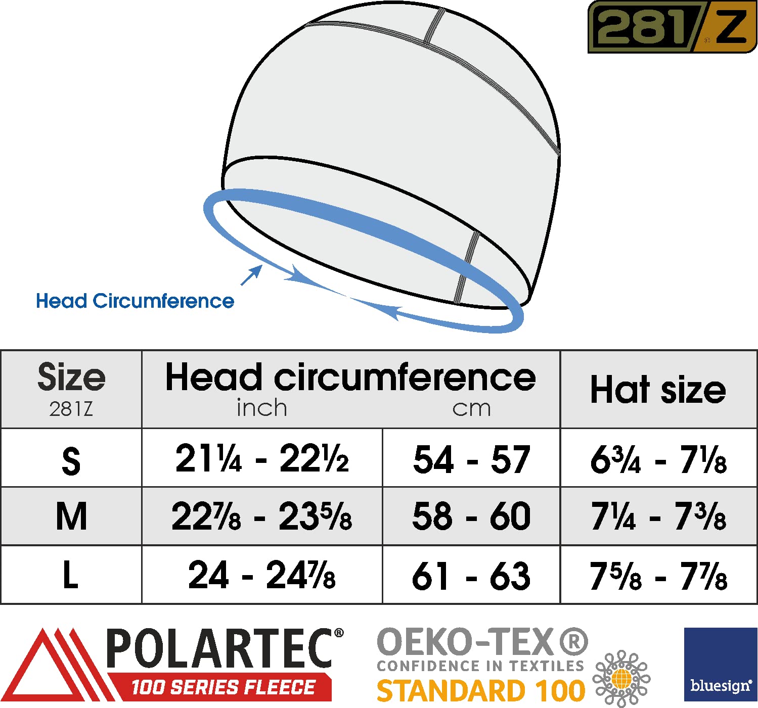 281Z Polartec Fleece Classic 100 Winter Skull Cap - Military Tactical Outdoor Sport - Watch Cap Beanie (Black, Large)