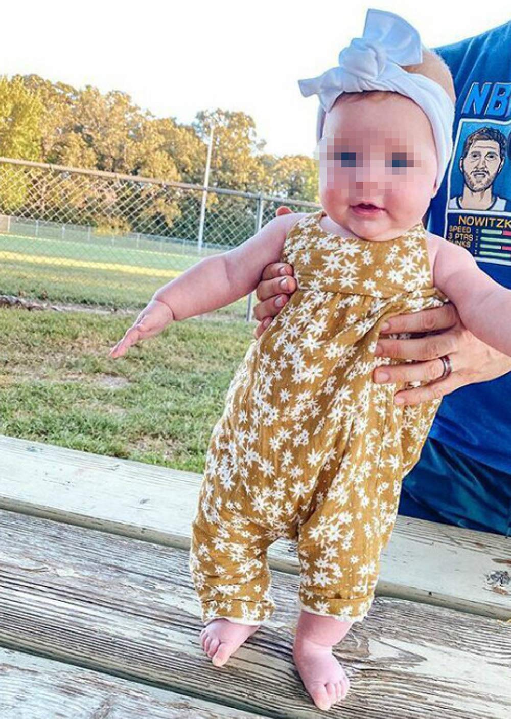 Summer One Piece Outfit Infant Baby Girl Romper Jumpsuit Sleeveless Halter Floral Bodysuit Clothes Bib Overalls