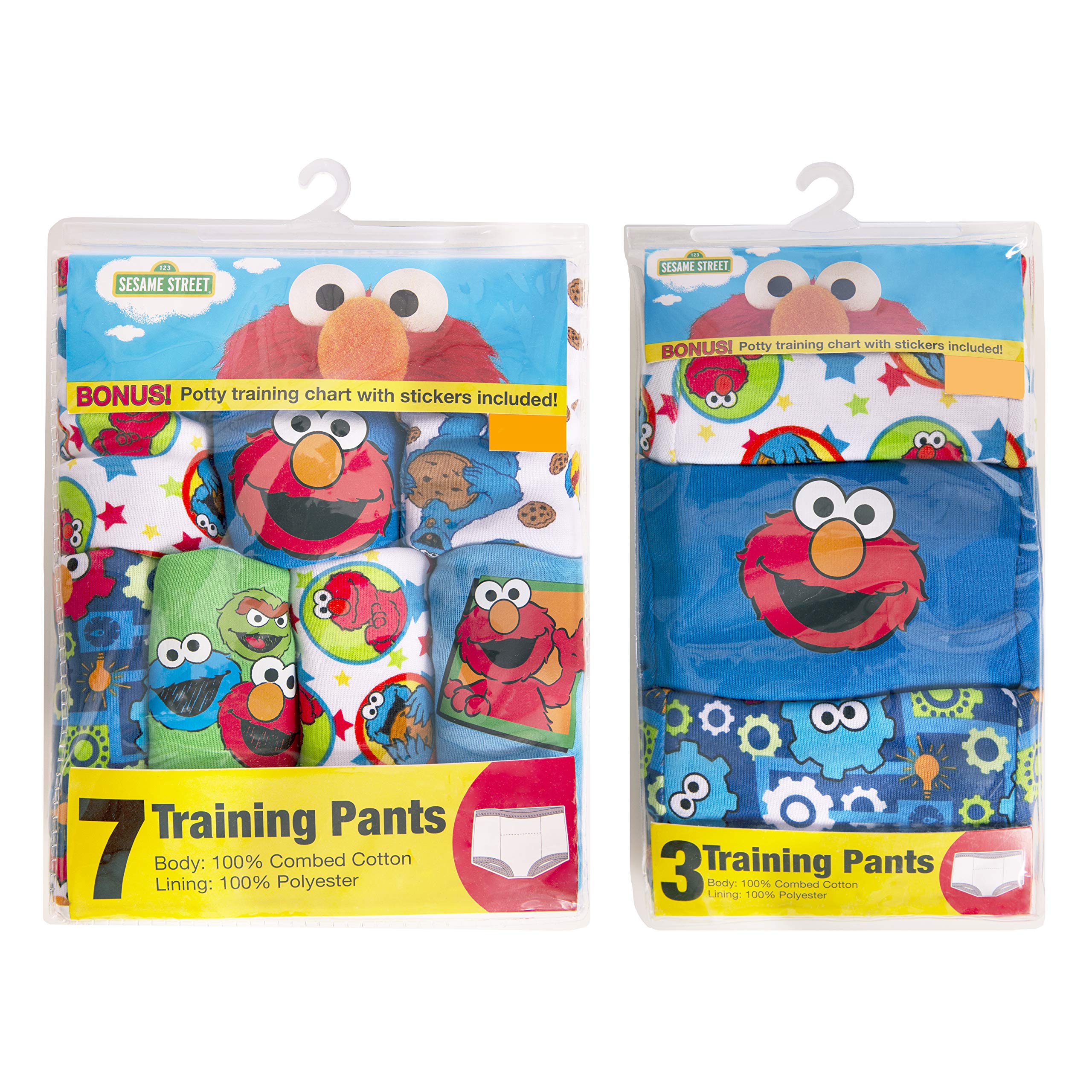 Sesame Street Unisex Baby With Elmo, Cookie Monster And Big Bird Includes Stickers Success Chart Sizes 18m, 2t, 3t, 4t Potty Training Pants Multipack, 10-pack Training Pant_a, 3T US