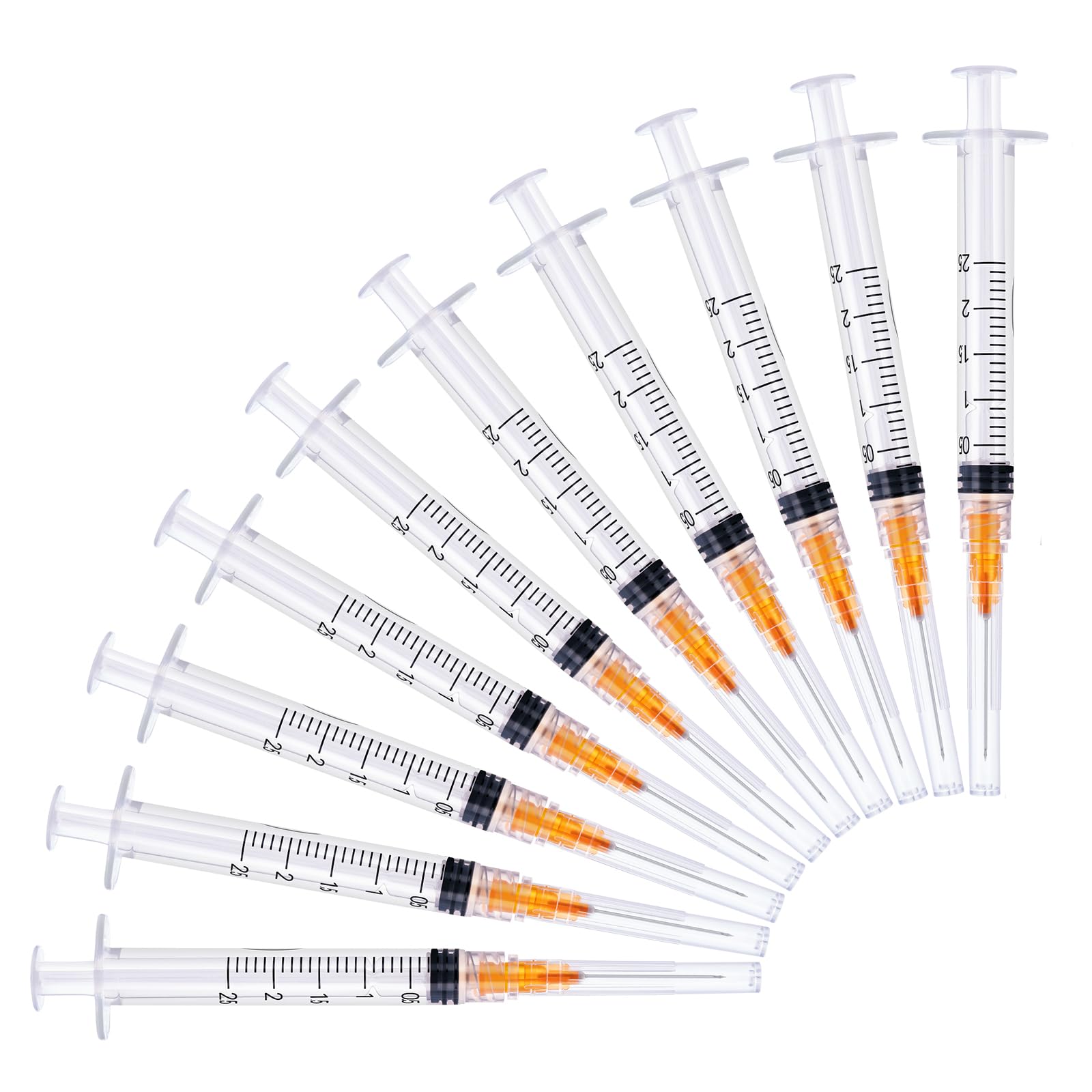 2ml Luer Lock Syringe With 25 Gauge 1 Inch Needle,Disposable Individual Package,Pack of 20