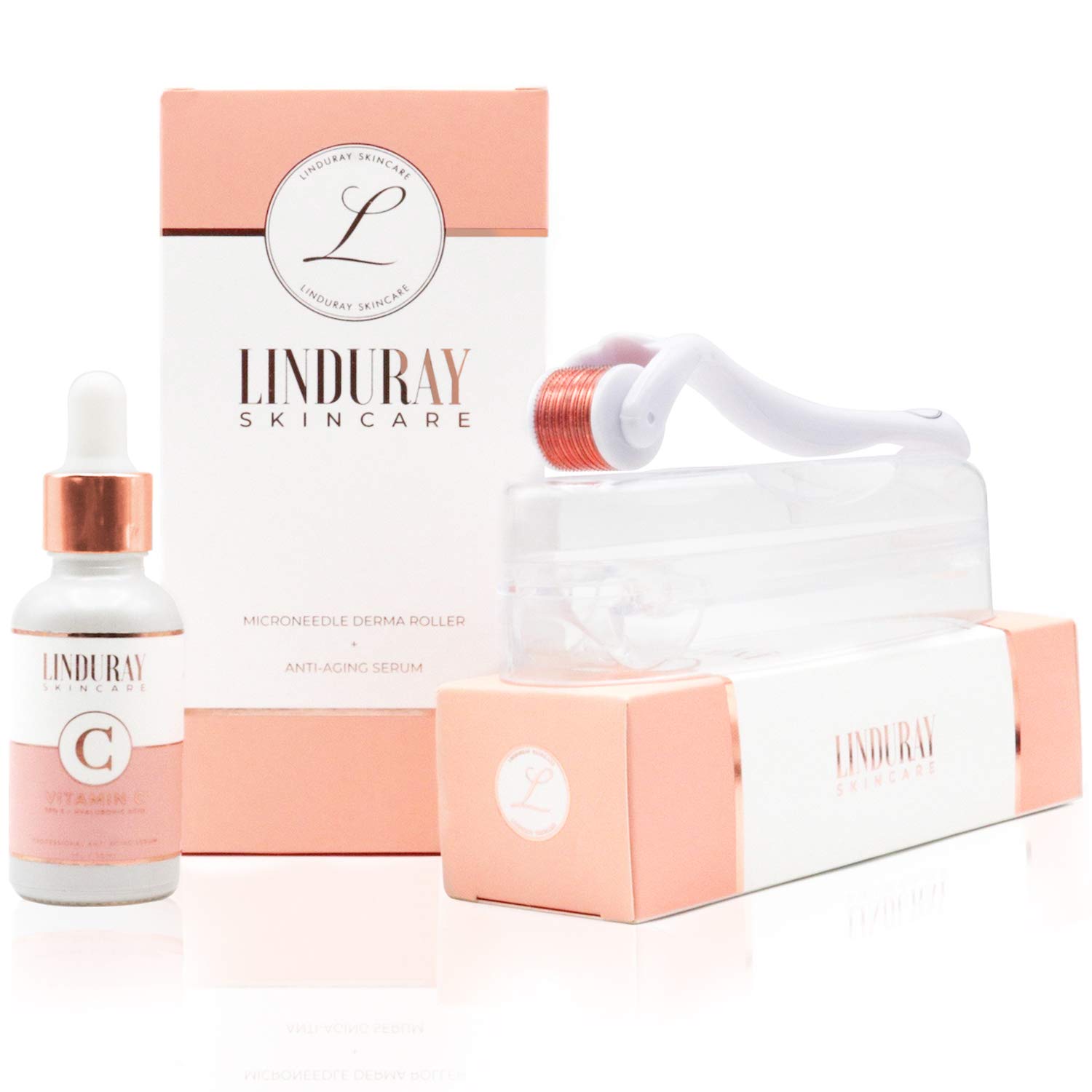 Derma Roller Microneedling Kit for Face 0.25mm - Complete Skin Set with Vitamin C Serum 20%