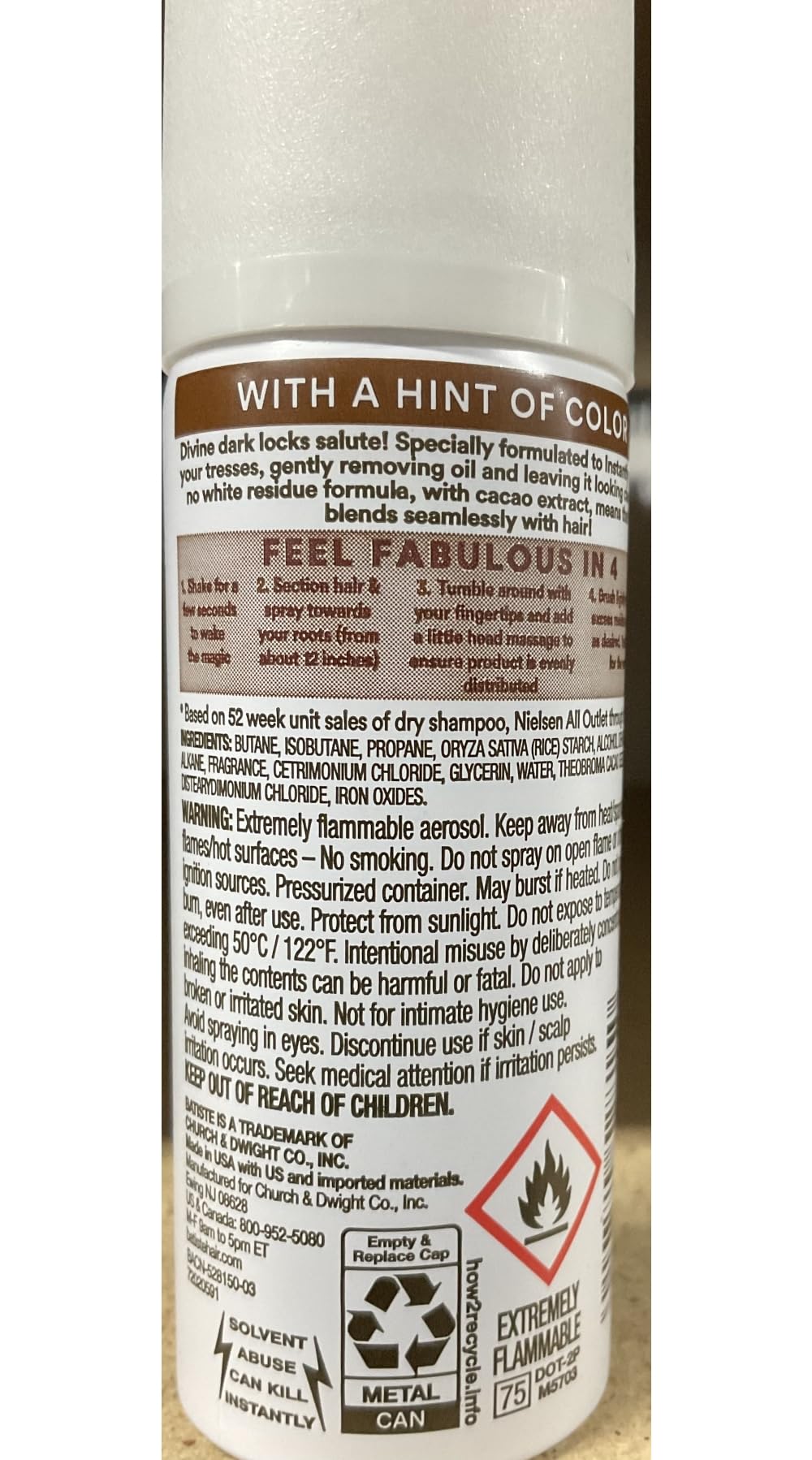 Batiste Dry Shampoo Divine Dark Mini Travel Size 1.6 oz (Pack of 6)
