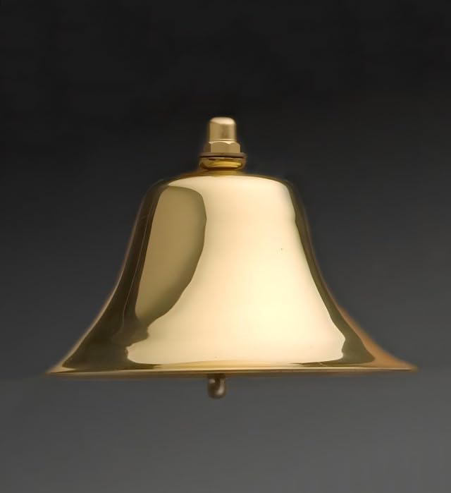 Bevin Bells Yacht Bell – Solid Brass 8" Fog Bell | Ship Bell | Boat Bell | Wonderful Tone with a Loud and Long Ring | Hanging Bell | Highly Polished and Lacquered | Made of Solid Brass | Made in USA