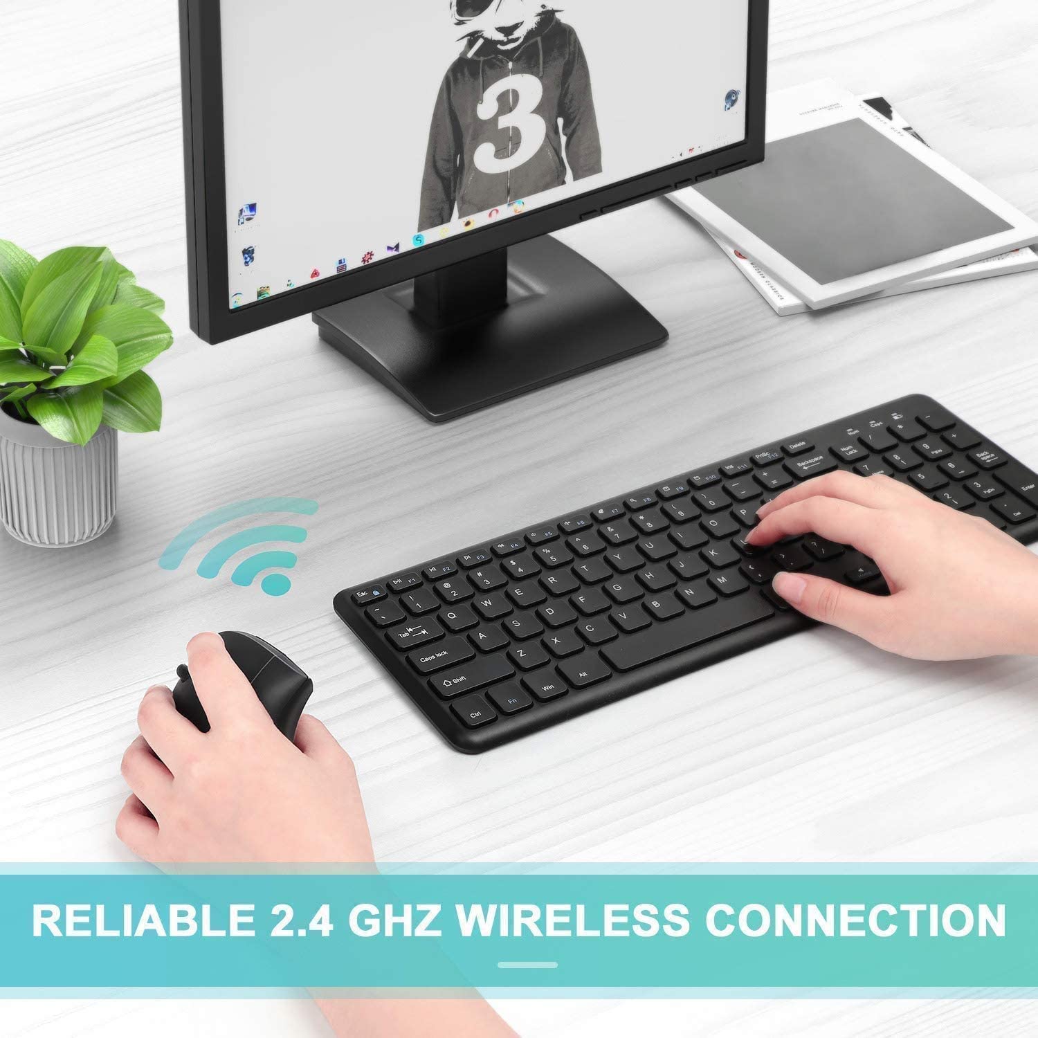 BeWishes Ergonomic Mouse Left Hand, 2.4G Left-Handed Wireless Vertical Mouse Ergonomic Mice, 3 Adjustable DPI (800/1200/1600), Specially for Left-handers