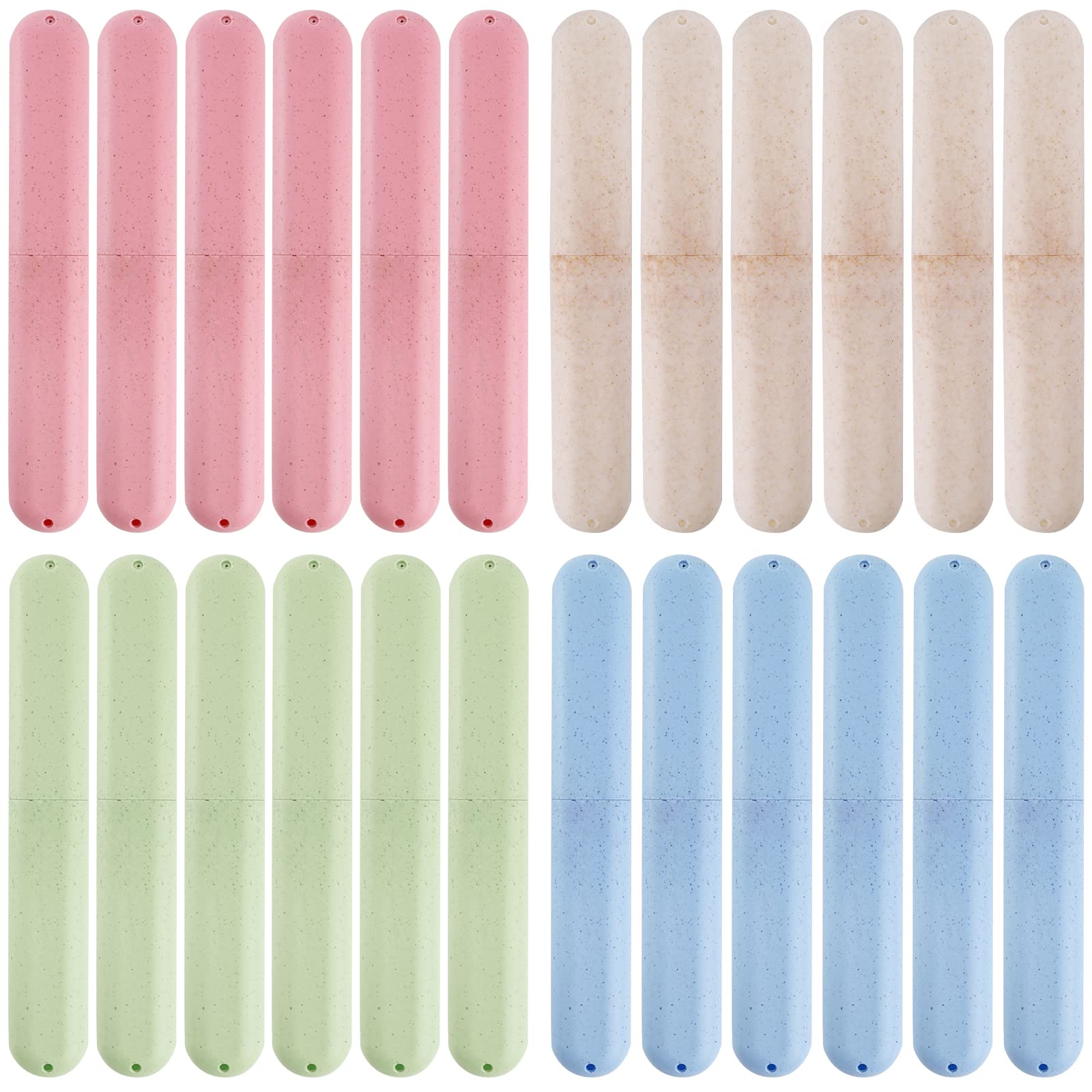 Hedume 28 Pack Travel Toothbrush Case, Portable Dust-Proof Breathable Toothbrush Holder for Travel, Business, Home, Camping, School (4 Colors)