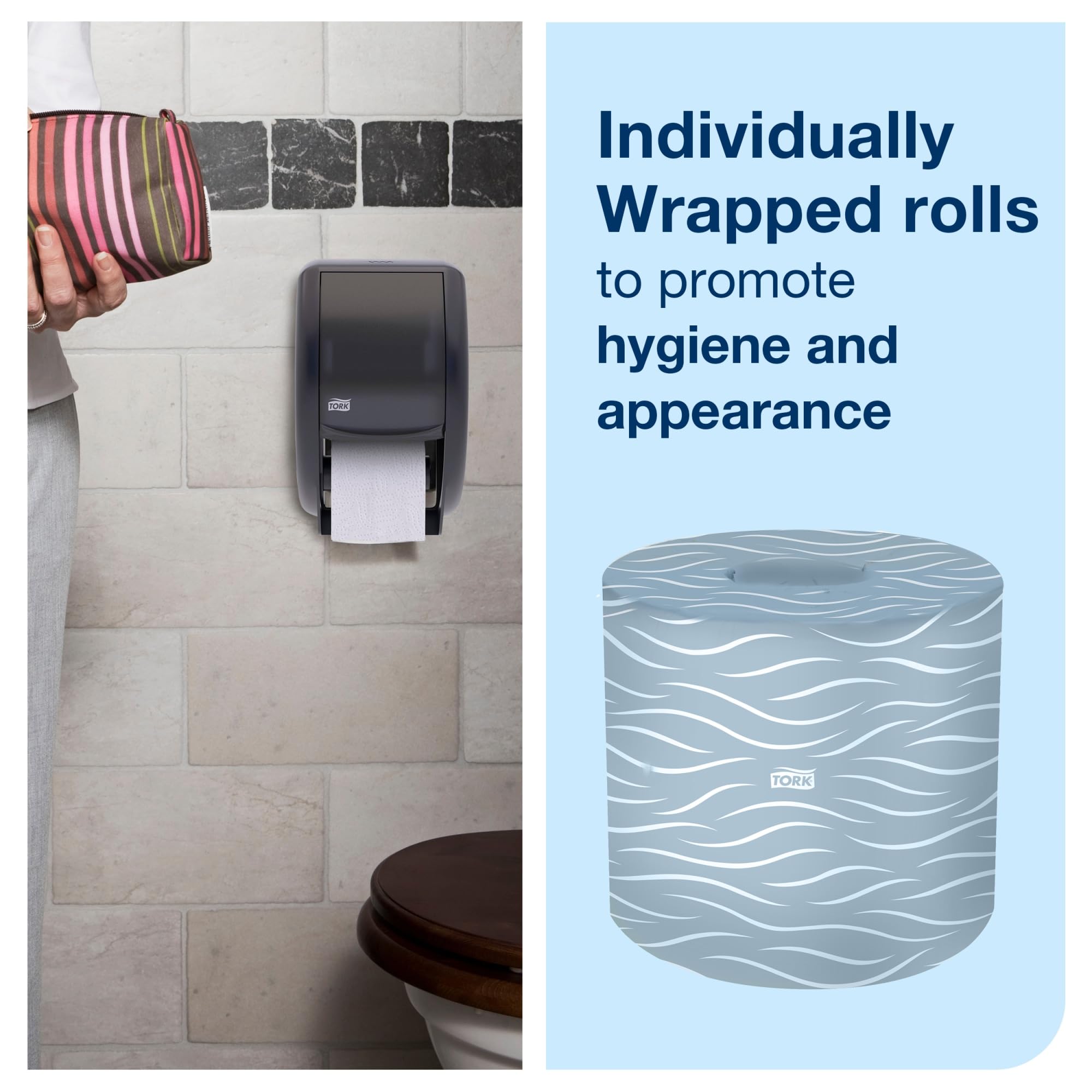 Tork Advanced Toilet Paper Roll, White, Compatible with T24 Dispensers, 2-ply, Soft Tissue, 80 rolls x 500 sheets (2461200)