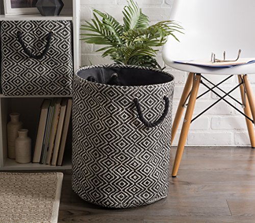 DII Woven Paper Storage Bin, Diamond Basketweave, Black/White, Medium