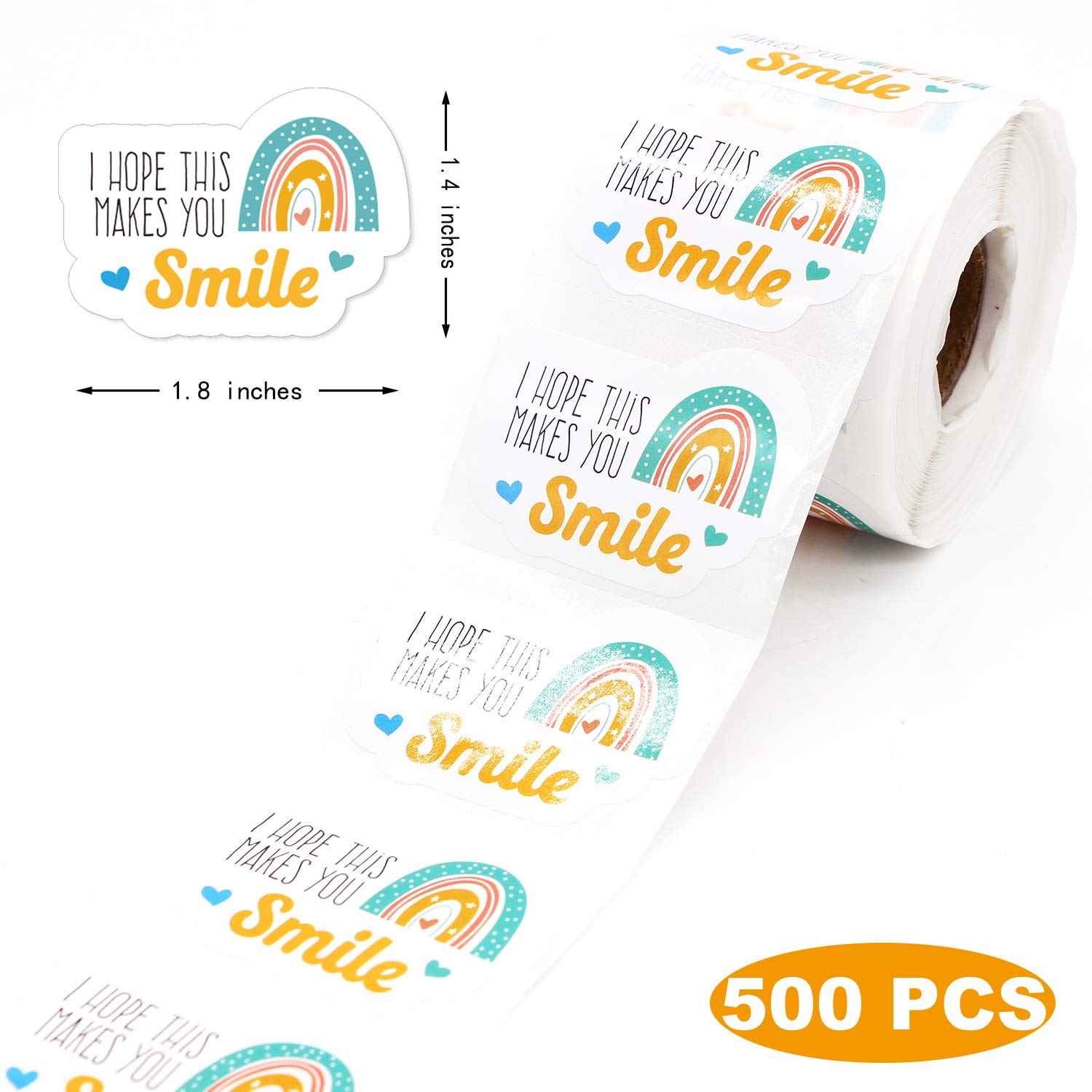 muminglong 1.5 Inch I Hope This Makes You Smile Sticker, Rainbow Sticker, Thank You Sticker, Small Shop Sticker, Small Business, Handmade Sticker, Packaging Sticker, 500 PCS
